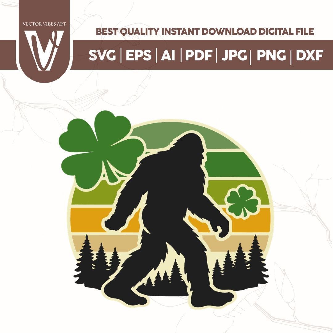 Retro Bigfoot Shamrock PNG Svg,funny Irish Bigfoot Design,men Boys ...