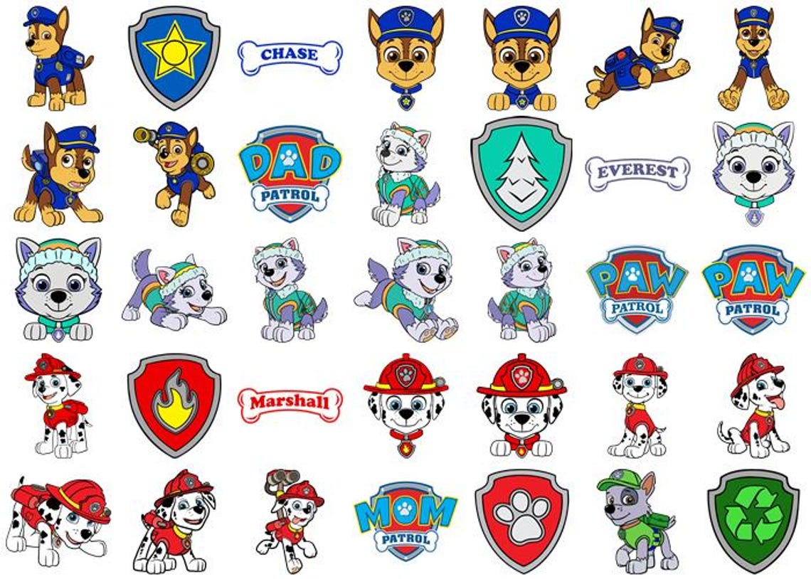 Paw Patrol Digital Files- Paw Patron Digital Prints- Cartoon- Svg- Png ...