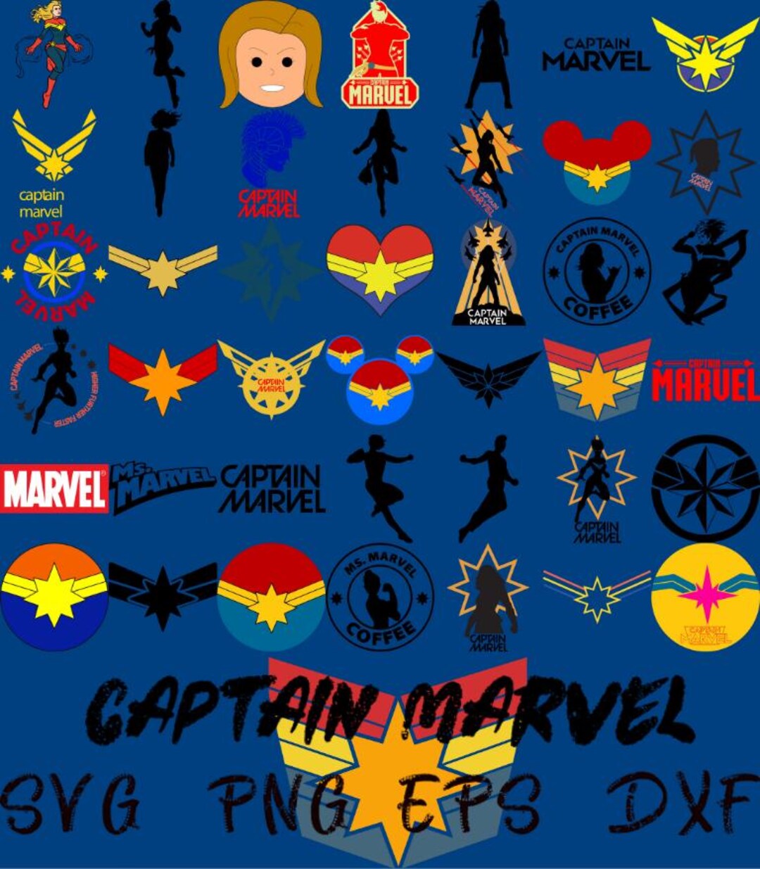 Captain Marvel Svg- Captain Marvel Png- Captain Marvel Eps- Captain ...