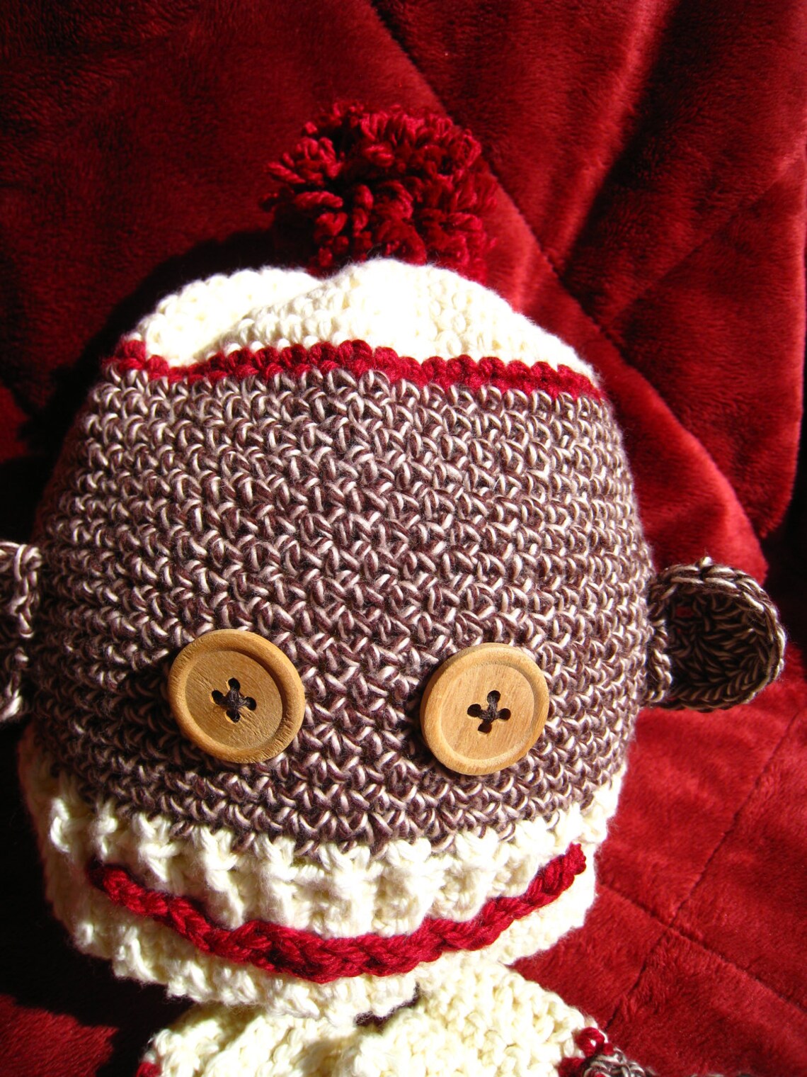 CROCHET PATTERN Sock Monkey Hat and Mitten PDF Format - Etsy