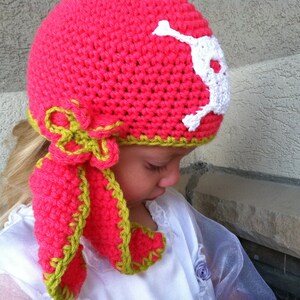 CROCHET PATTERN - Hat, Pink Pirate Hat, Bandana and Flower PDF Pattern ...