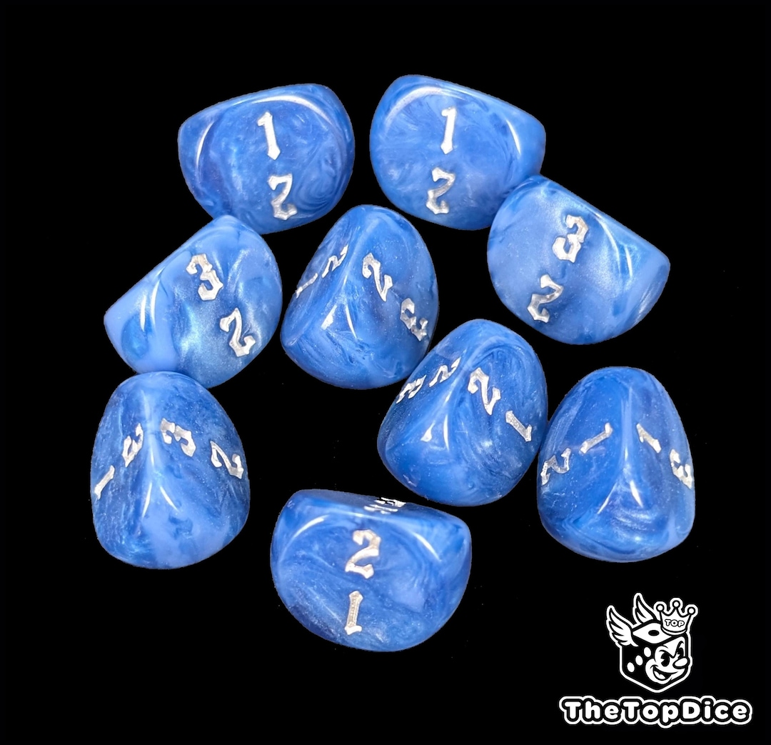 Blue & Silver Resin D3 Dice Set, Three Sided Dice for Tabletop RPG ...