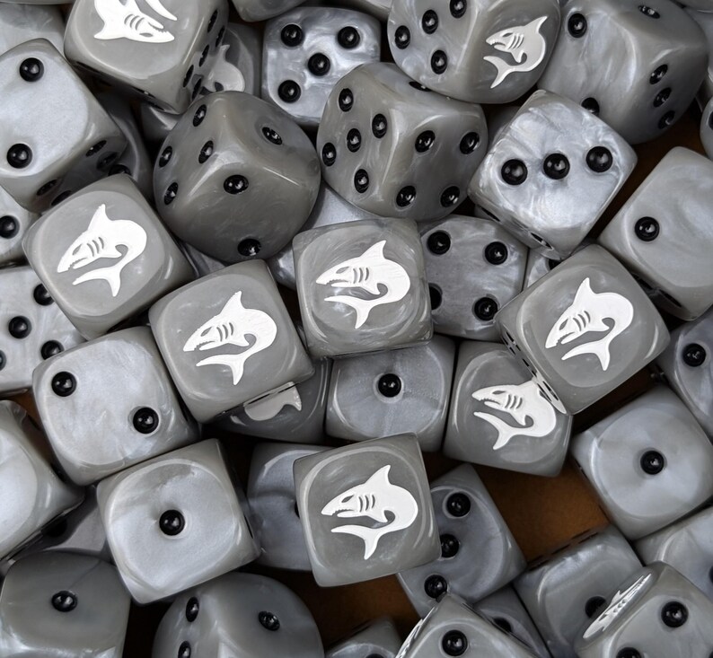 Grey Resin D6 Dice, Abyss Shark Sigil, Grimdark Tabletop Battles - Etsy