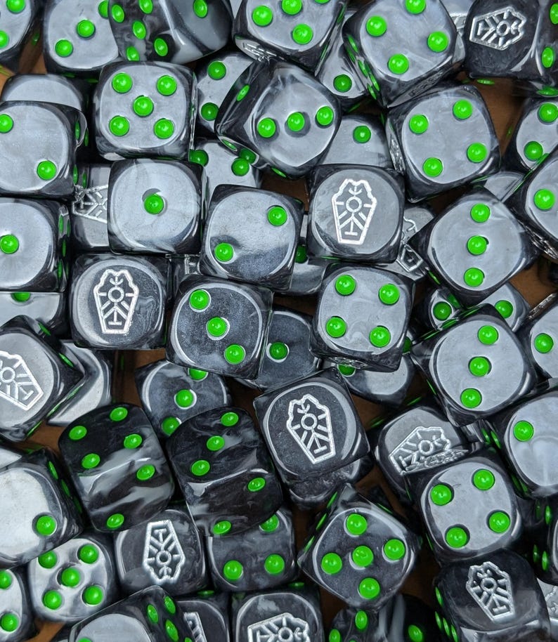 Black & Silver Resin D6 Dice, Coffinborn Sigil, Grimdark Tabletop ...