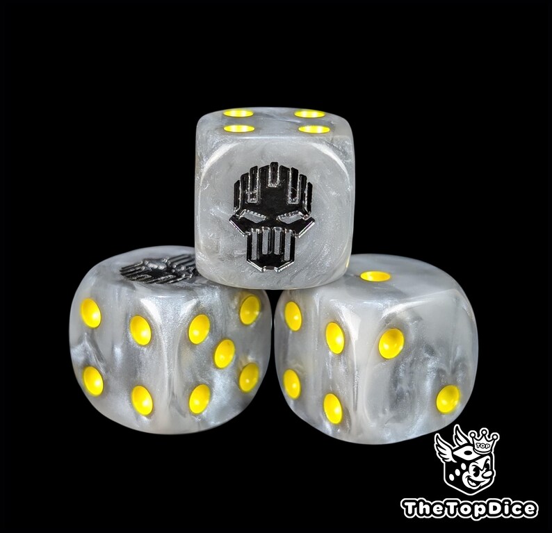Iron Siege Dice for Grimdark Wargames Silver Steel D6 for Ruthless Tech ...