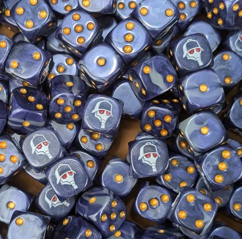 Korps Blade Dice Dark Blue Resin D6 for Grimdark Wargames, Gas Masked ...