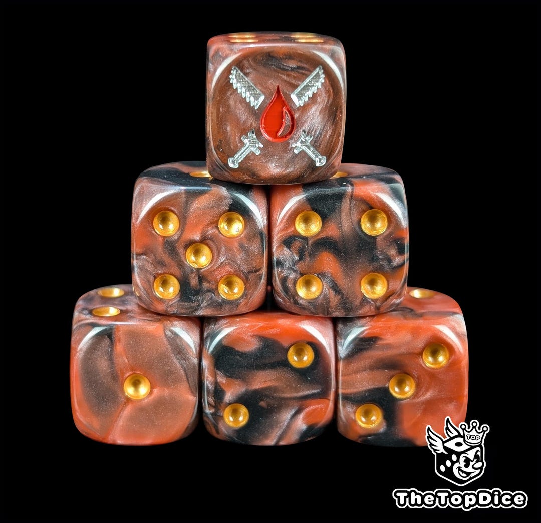 Crimson Resin D6 Dice, Blade Relic Sigil, Grimdark Tabletop Battles - Etsy