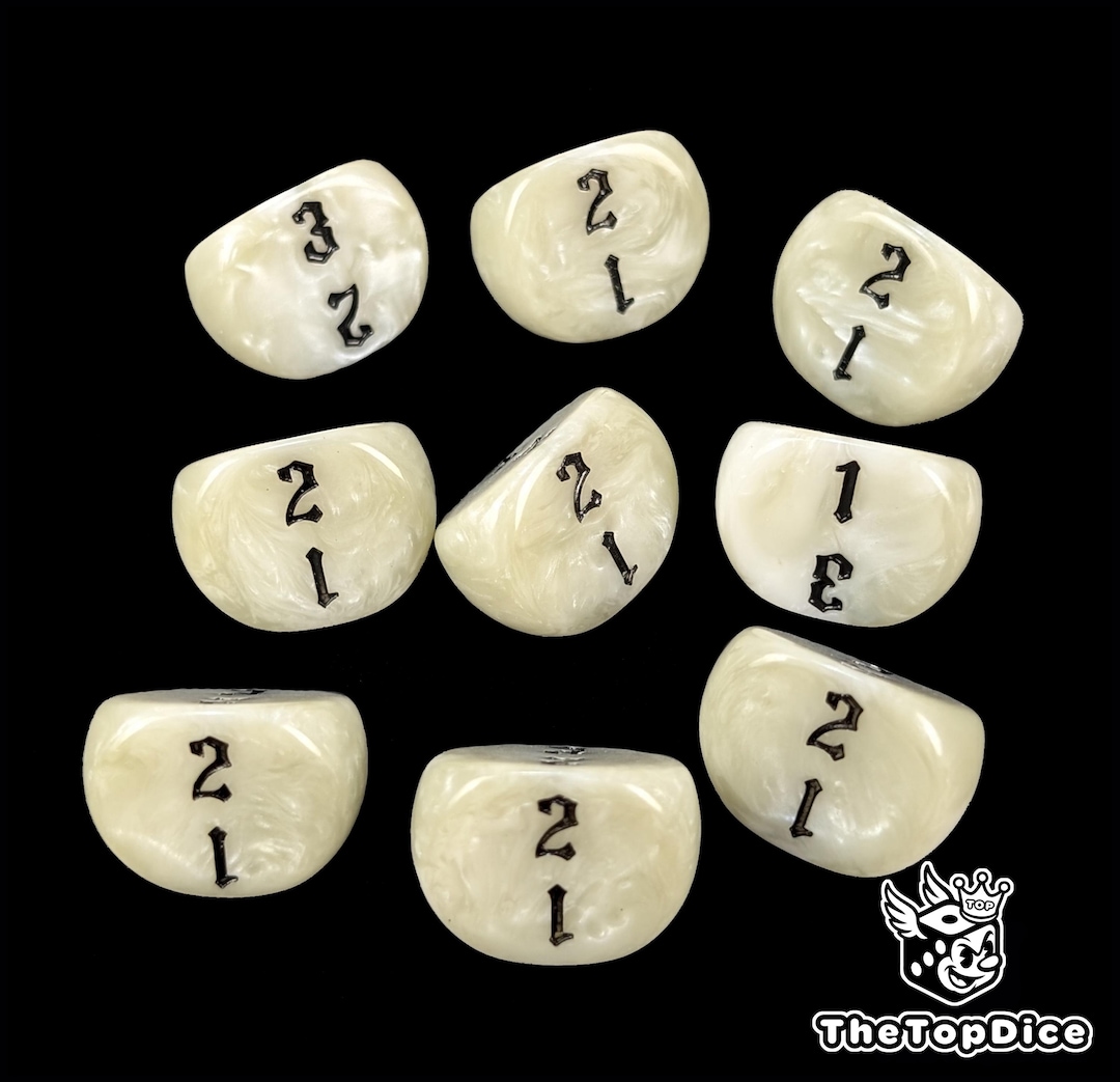 White & Black Resin D3 Dice Set, Three Sided Dice for Tabletop RPG ...