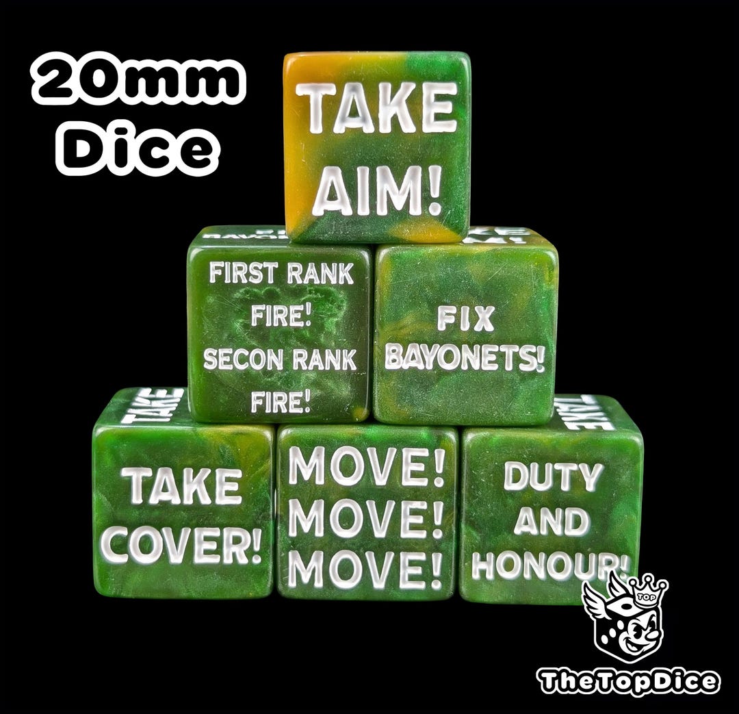 Green Resin 20mm D6 Dice, Tactical Orders Sigil, Grimdark Tabletop ...
