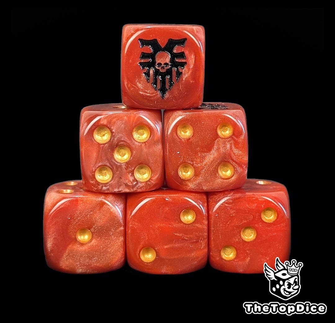 Crimson Skull Mark Dice Red Resin D6 for Grimdark Fantasy Wargames ...