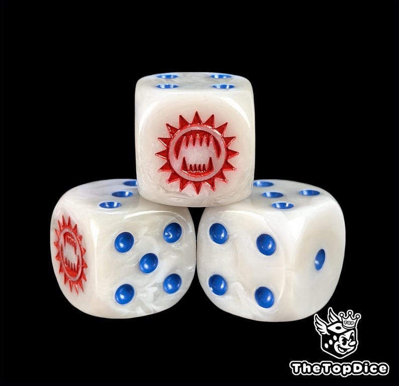White Resin D6 Dice, Battle Fury Sigil, Grimdark Tabletop Battles - Etsy