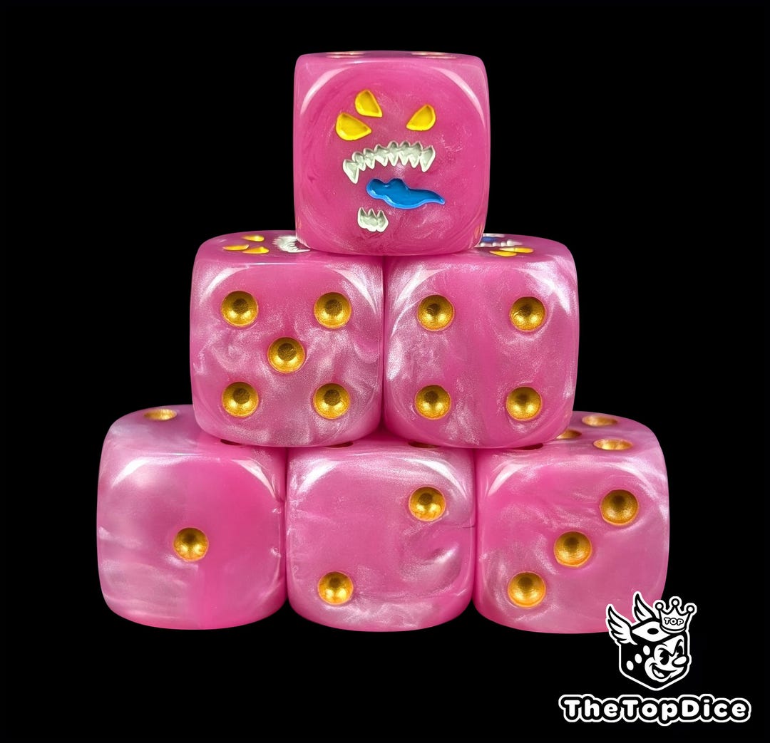 Pink Resin D6 Dice, Eldritch Horror Sigil, Grimdark Tabletop Battles - Etsy