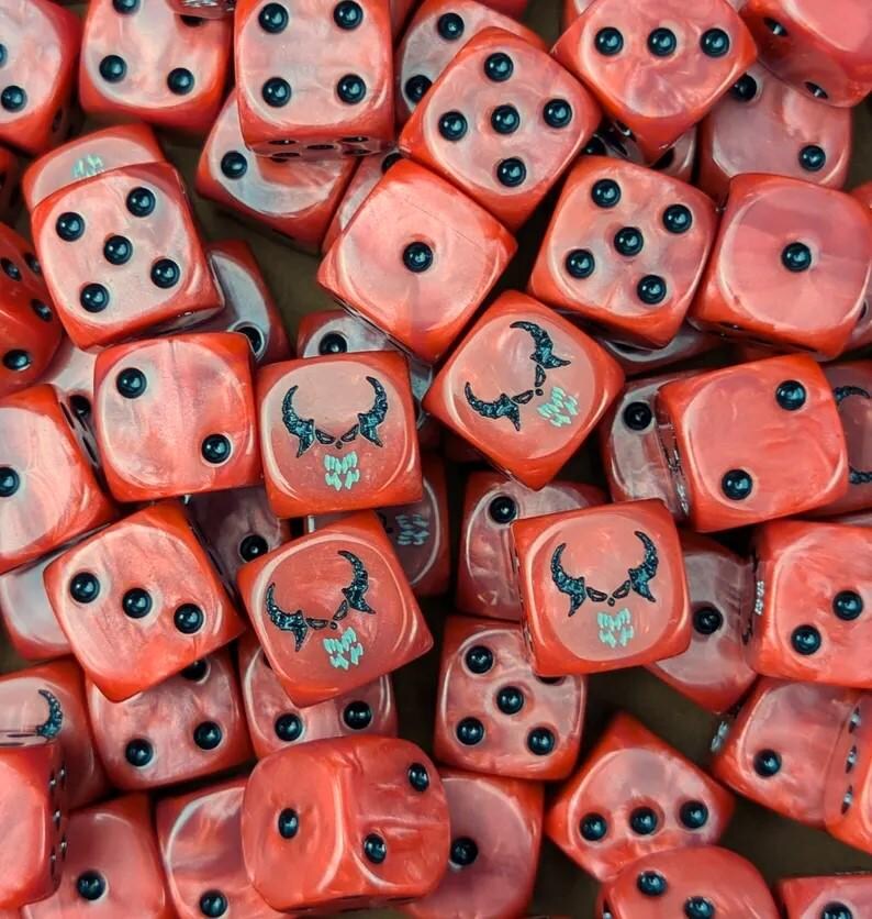 Blood Demon Dice Scarlet Demonic Rage D6 for Grimdark Sci-fi Miniatures ...