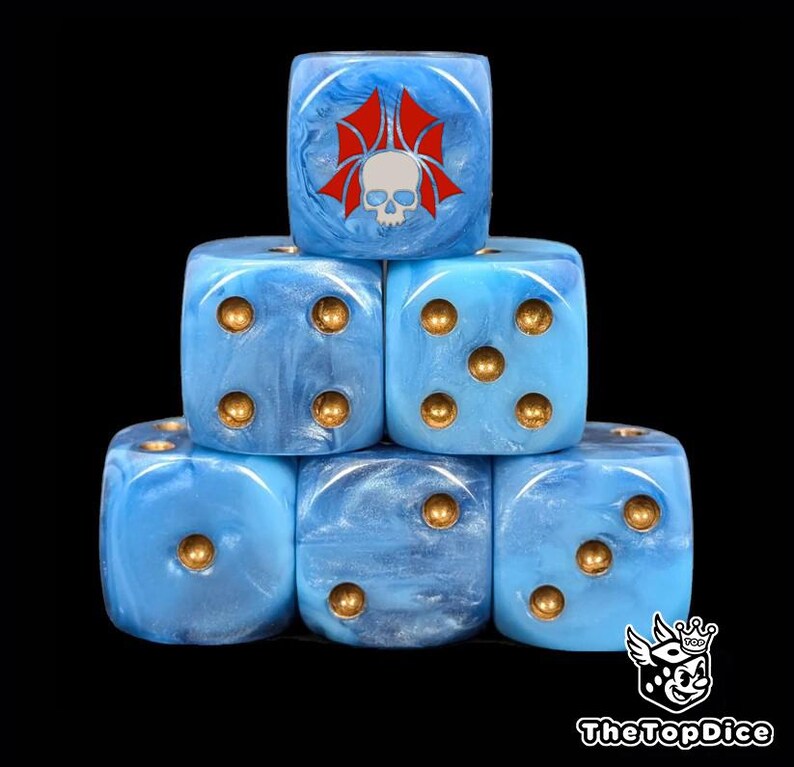 Midnight Terror Dice Blue D6 for Grimdark Wargames, Nightborne Raiders ...