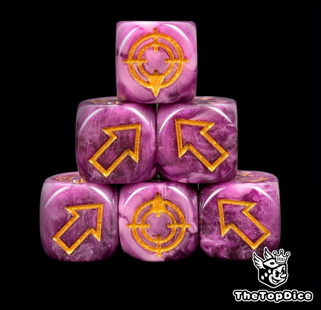 Purple & Gold Resin Scatter Dice Set, Direction Arrow and Target ...