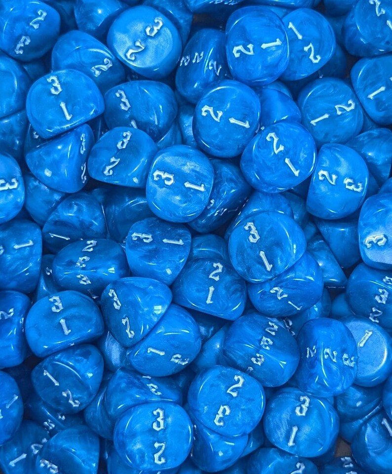 Blue & Silver Resin D3 Dice Set, Three Sided Dice for Tabletop RPG ...