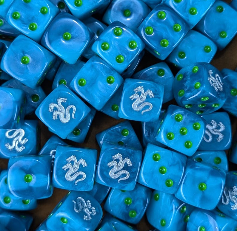 Pearl Blue Resin D6 Dice, Tactical Serpent Sigil, Grimdark Tabletop ...