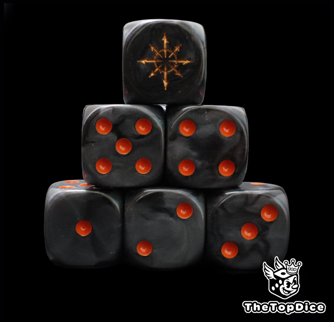 Chaos Demonbound Star Dice Black Resin D6 for Grimdark Fantasy Wargames ...