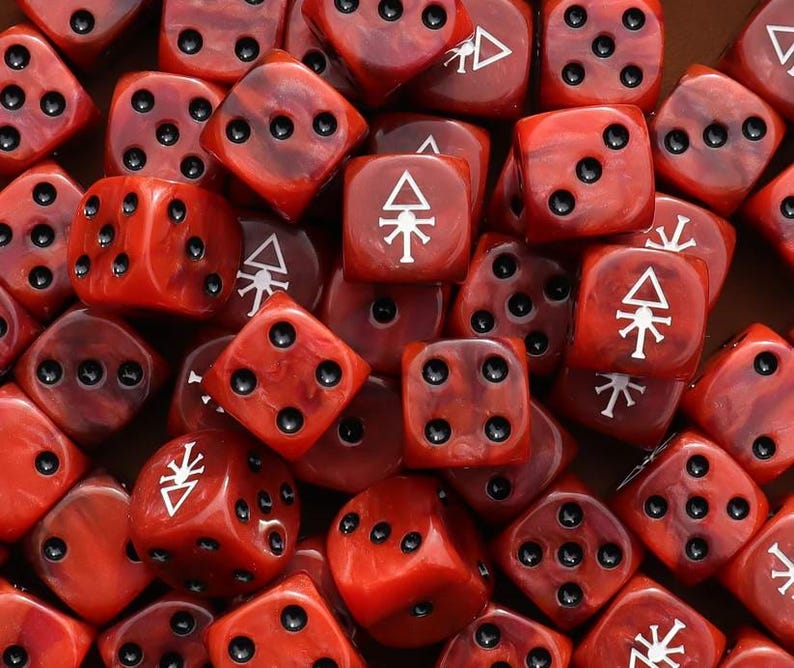 Red Resin D6 Dice, Crimson Elf Sigil, Grimdark Tabletop Battles - Etsy UK