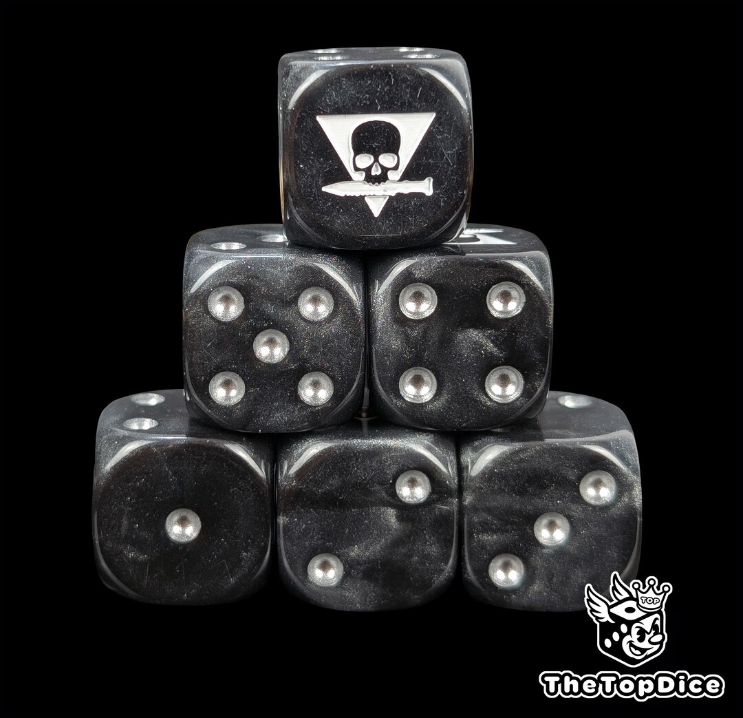 Black Resin D6 Dice, Ops Crest Sigil, Grimdark Tabletop Battles - Etsy
