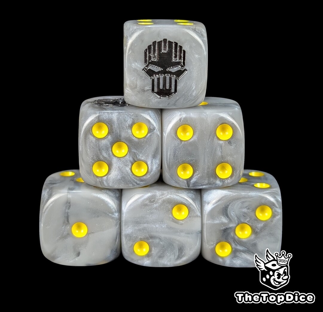 Iron Siege Dice for Grimdark Wargames Silver Steel D6 for Ruthless Tech ...