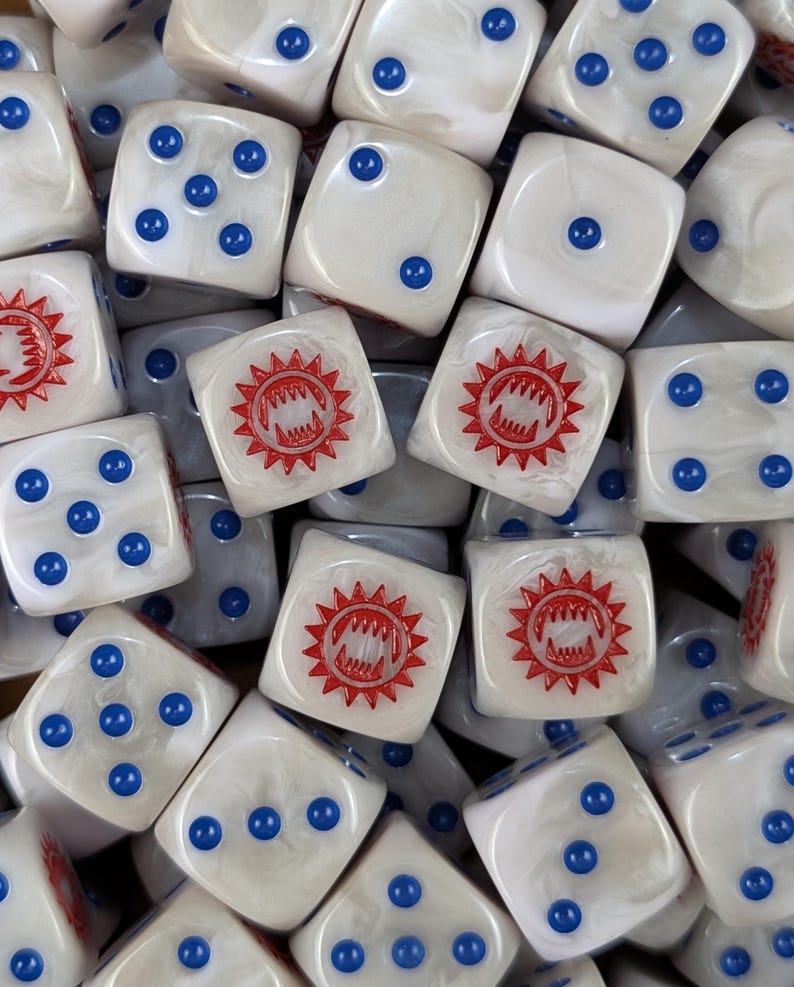 White Resin D6 Dice, Battle Fury Sigil, Grimdark Tabletop Battles - Etsy