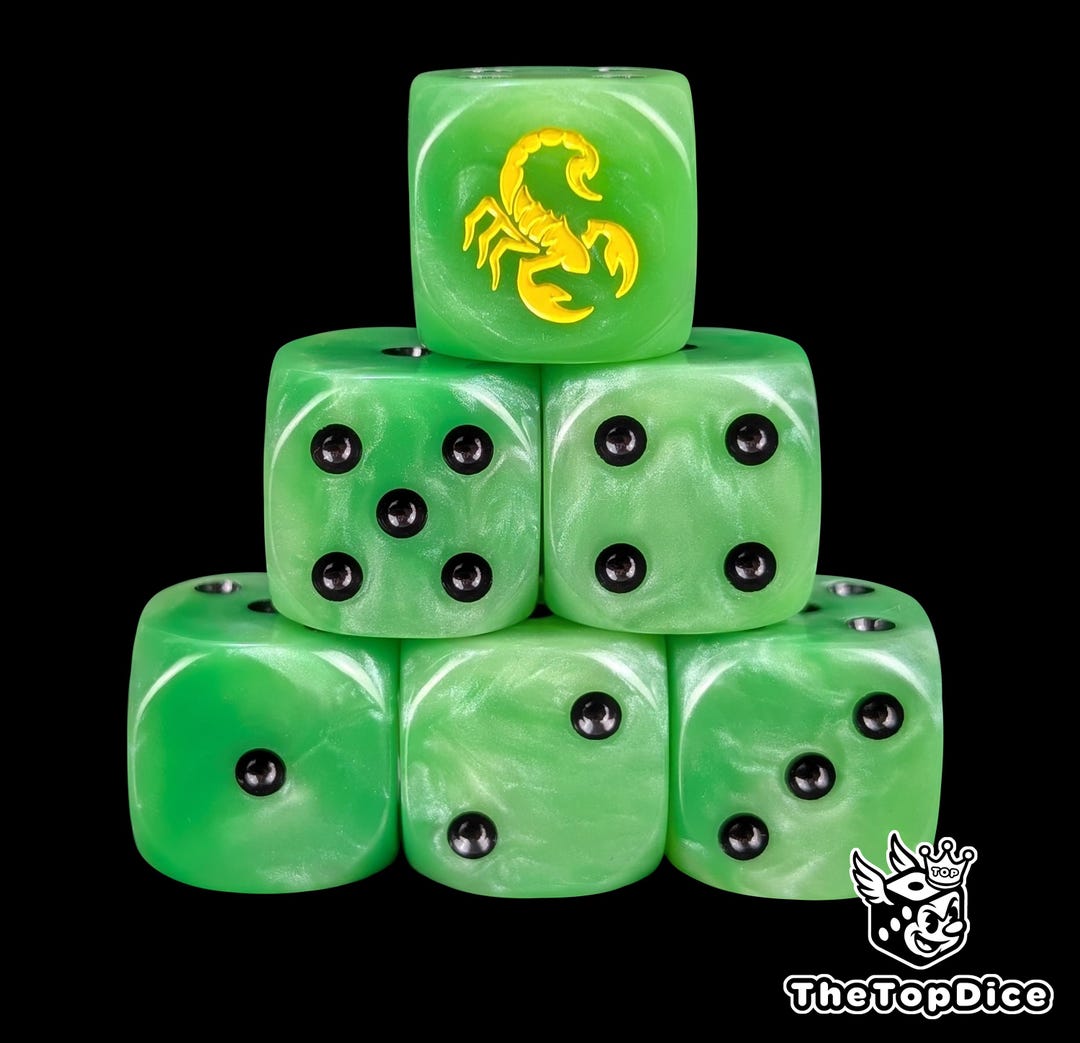 Scorpion Elf Dice Green Grimdark D6 for Sci-fi Wargames, Ambush Kill ...