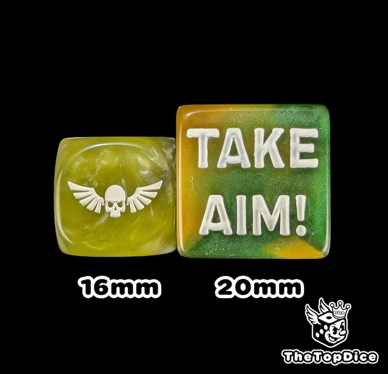Green Resin 20mm D6 Dice, Tactical Orders Sigil, Grimdark Tabletop ...