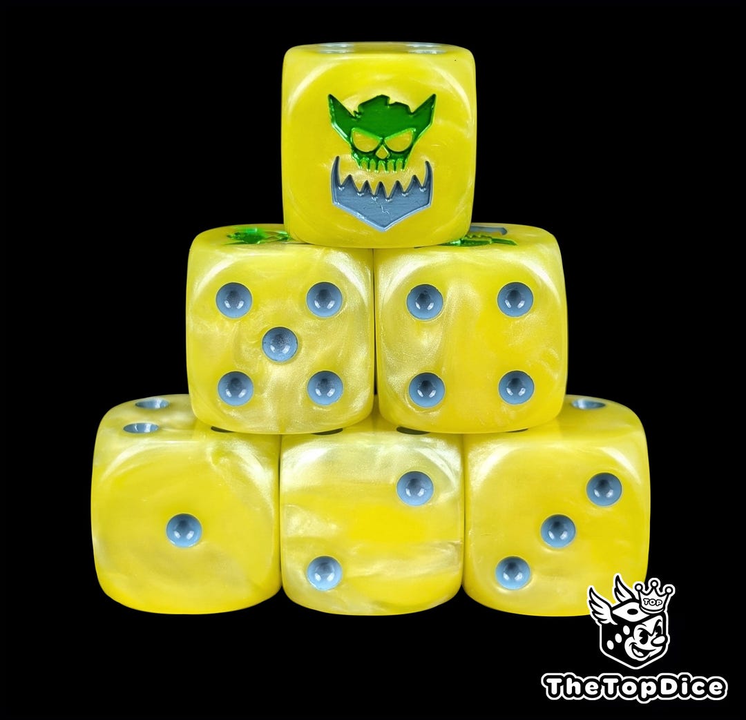 Yellow Resin D6 Dice, Armored Jaw Sigil, Grimdark Tabletop Battles - Etsy