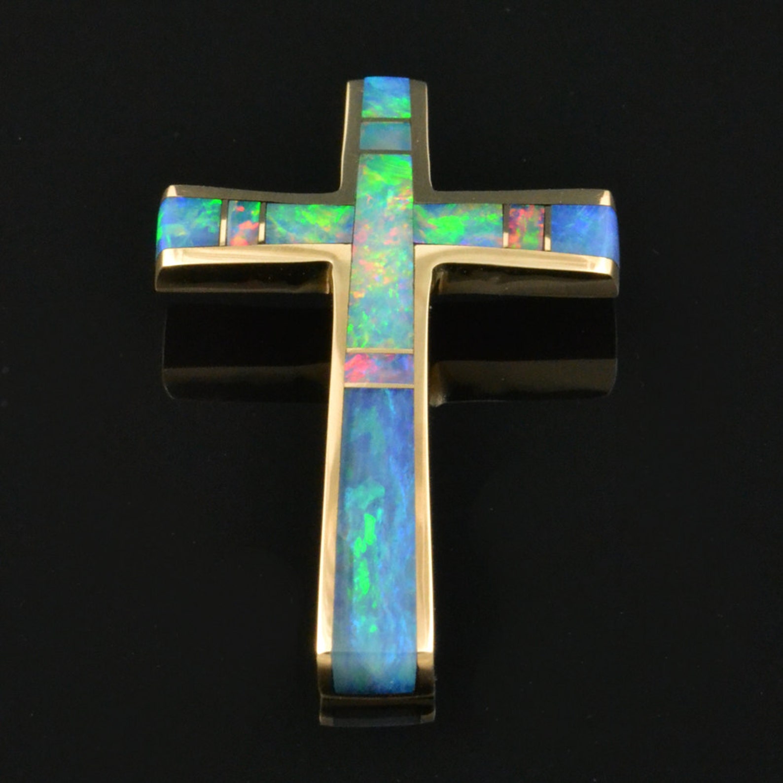 Opal Cross Pendant- Cross Pendant Inlaid With Opal- Australian Opal ...