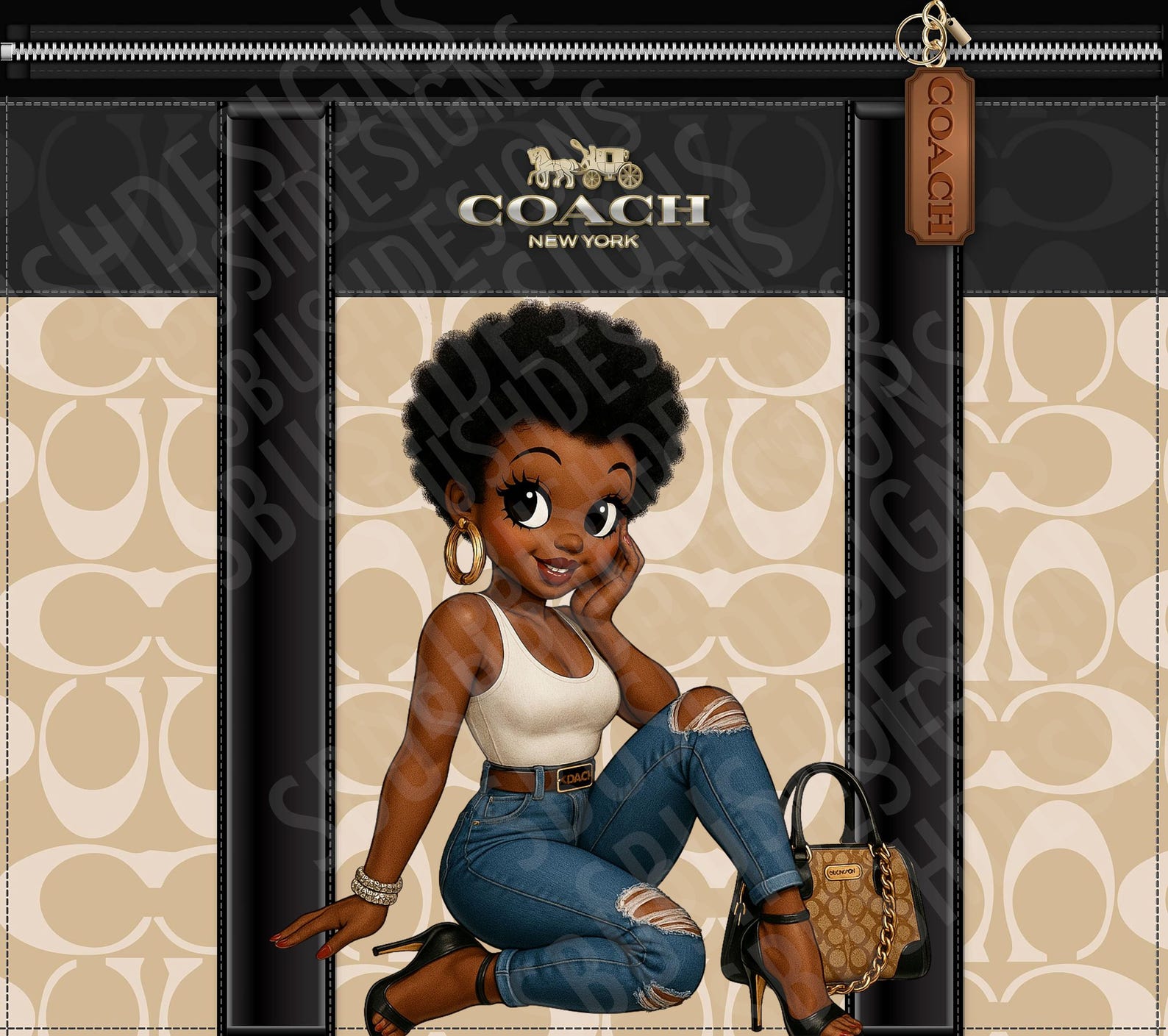 4 Stylish Betty Boop Coach Tumbler Wrap PNG High Resolution Files ...