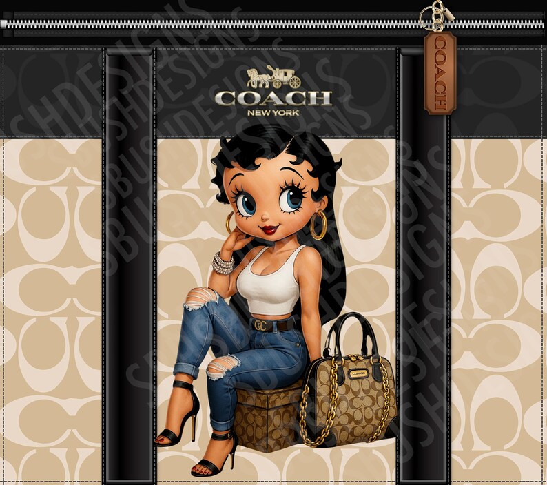 4 Stylish Betty Boop Coach Tumbler Wrap PNG High Resolution Files ...