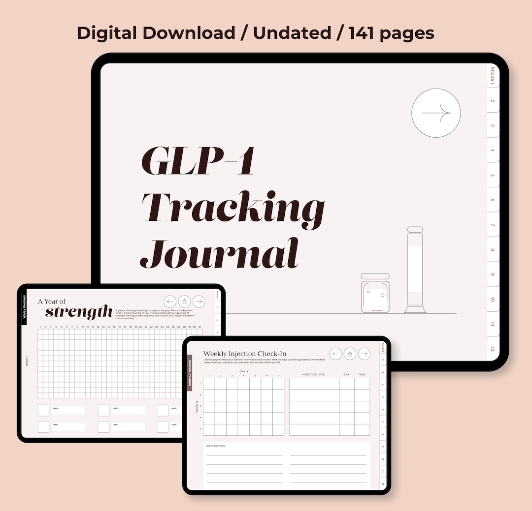 GLP-1 Tracking Journal, 100+ Pages UNDATED 1-year, Daily, Weekly ...