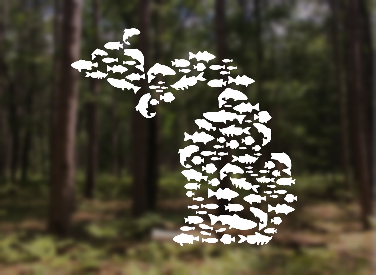 Michigan Great Lakes Fish Fishing Decal Car iPad Tumbler Laptop Water ...