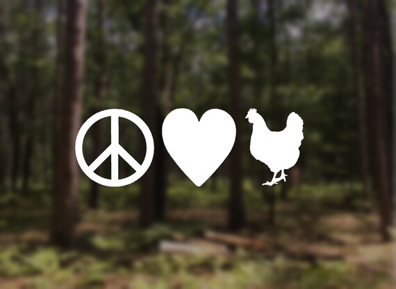 Peace Love Chicken Vinyl Decal Farm Animal Vinyl Decal Hen | Etsy