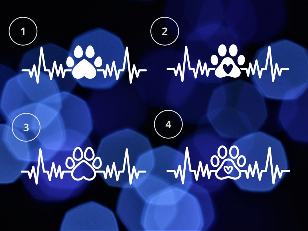 Paw Print Heart Beat Vinyl Decal, Dog Paw Decal, Ipad, Water Bottle ...