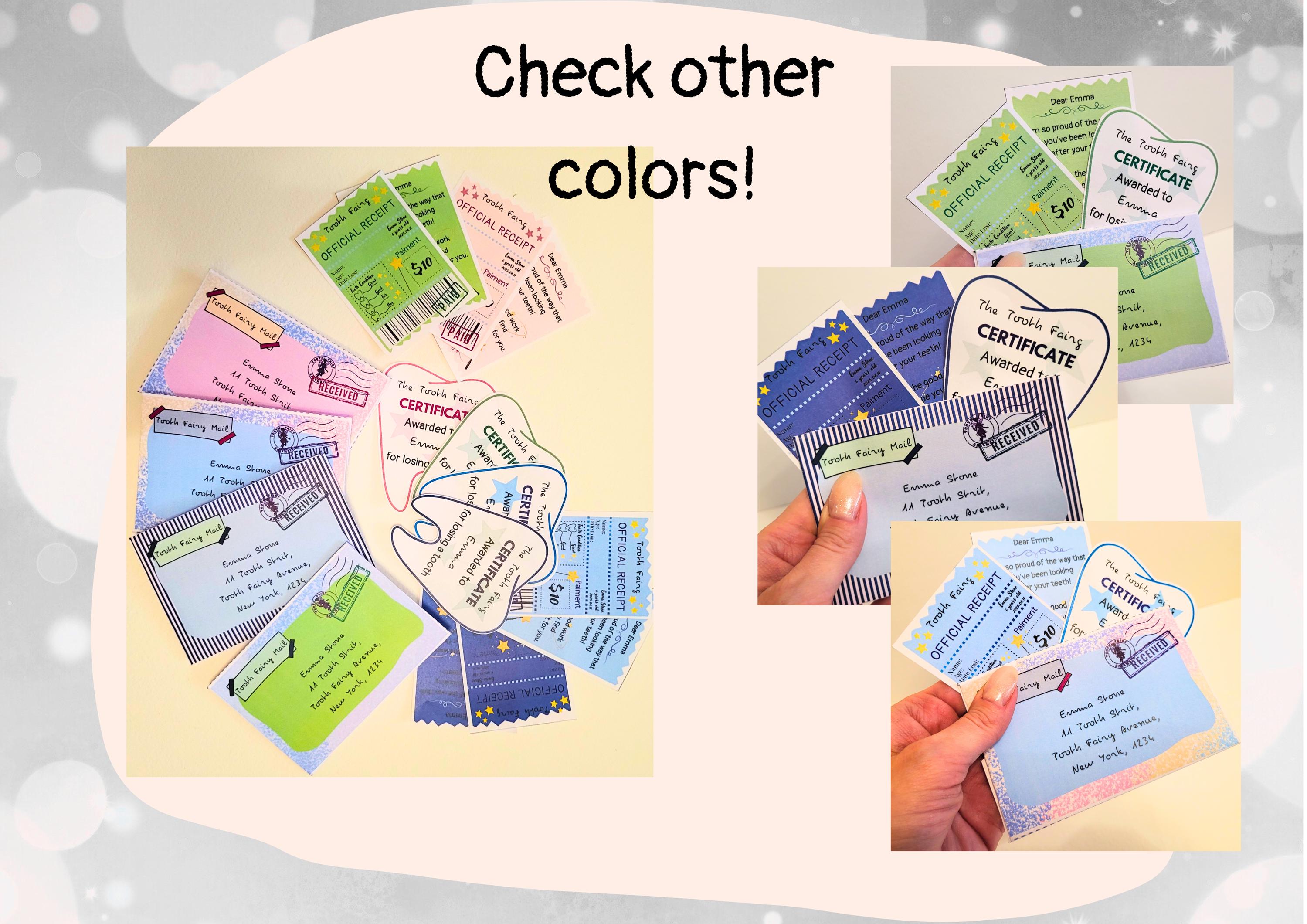 Tooth Fairy Printable Set: Green Mini Envelope, Letter, Receipt ...