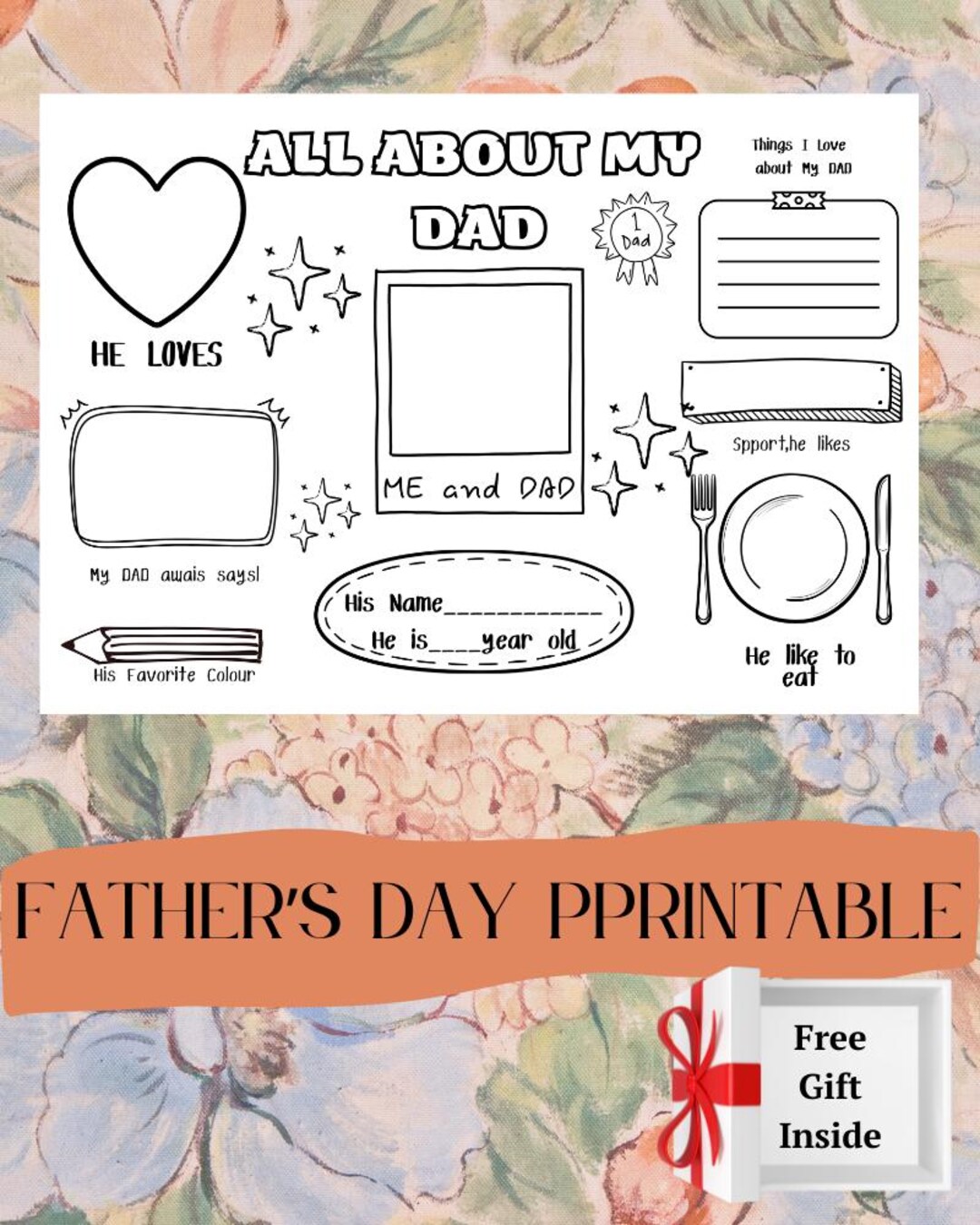 Father's Day Printable: All About My Dad Coloring Page (PDF) - Etsy