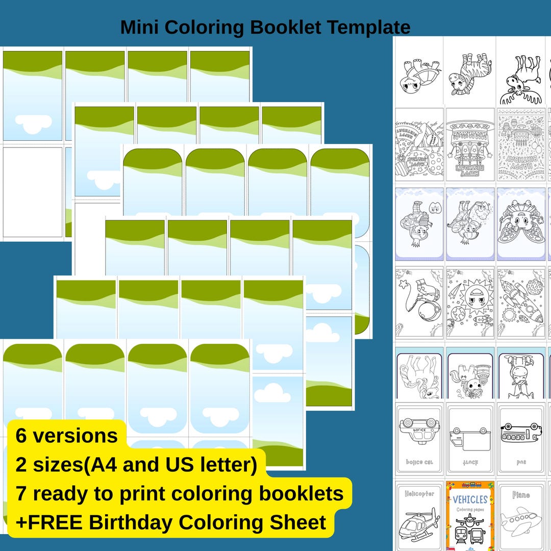 Editable Mini Coloring Book Template, Kids Activity Booklet (canva) - Etsy