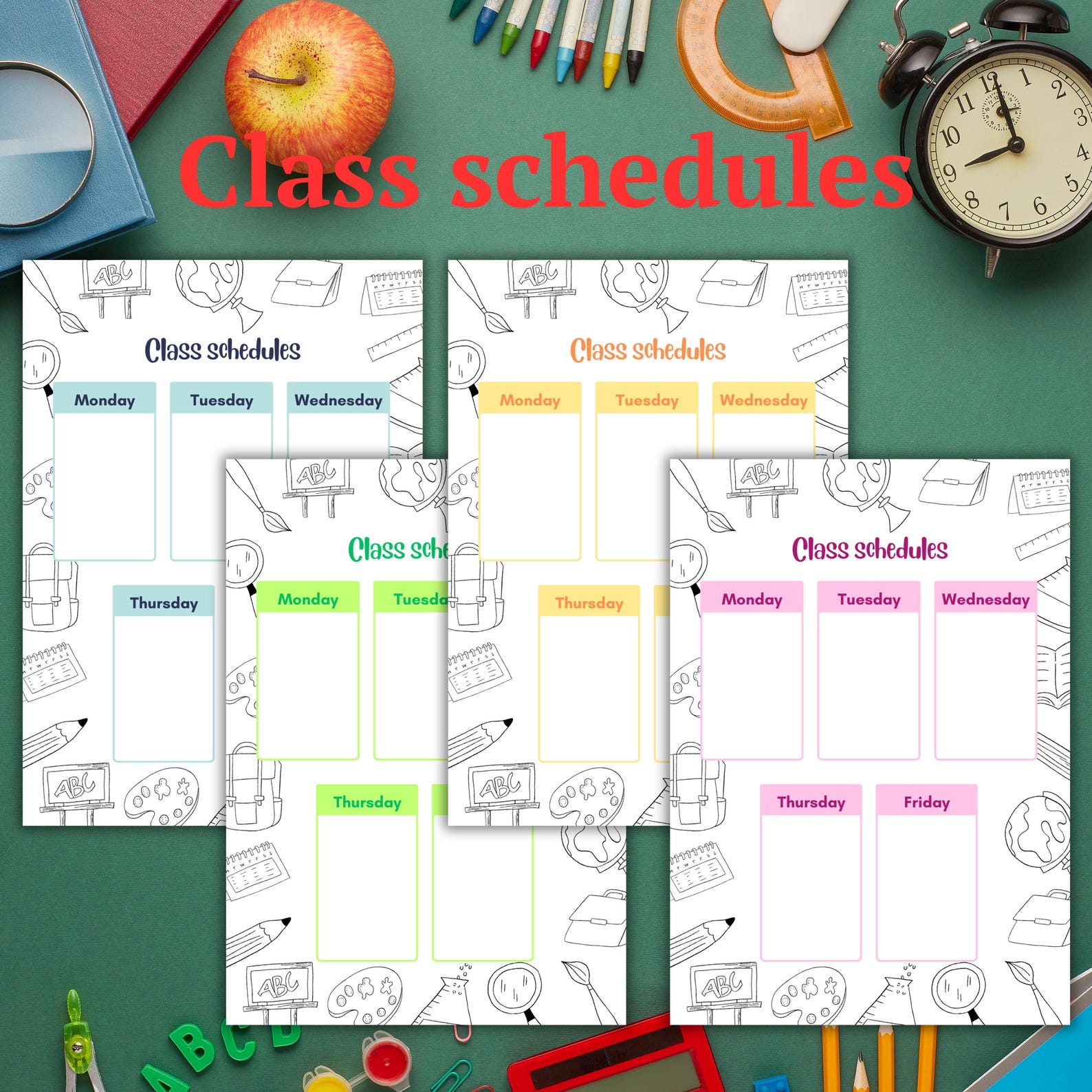 Printable Classroom Schedule: Bright Pastel Planner (A4/A5/US Letter ...