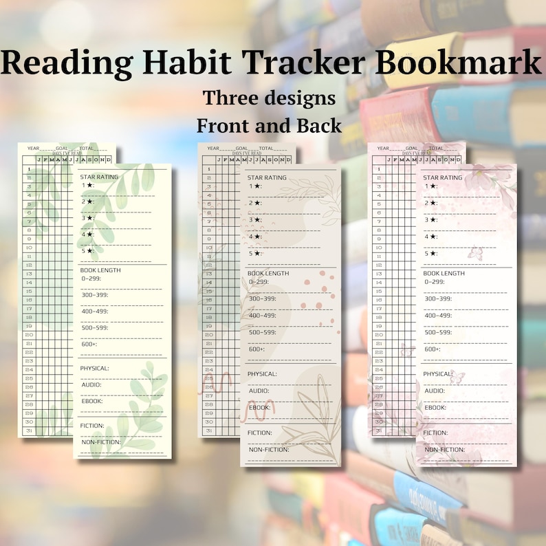 Reading Habit Tracker Bookmark: Printable Book Review Journal (PDF ...