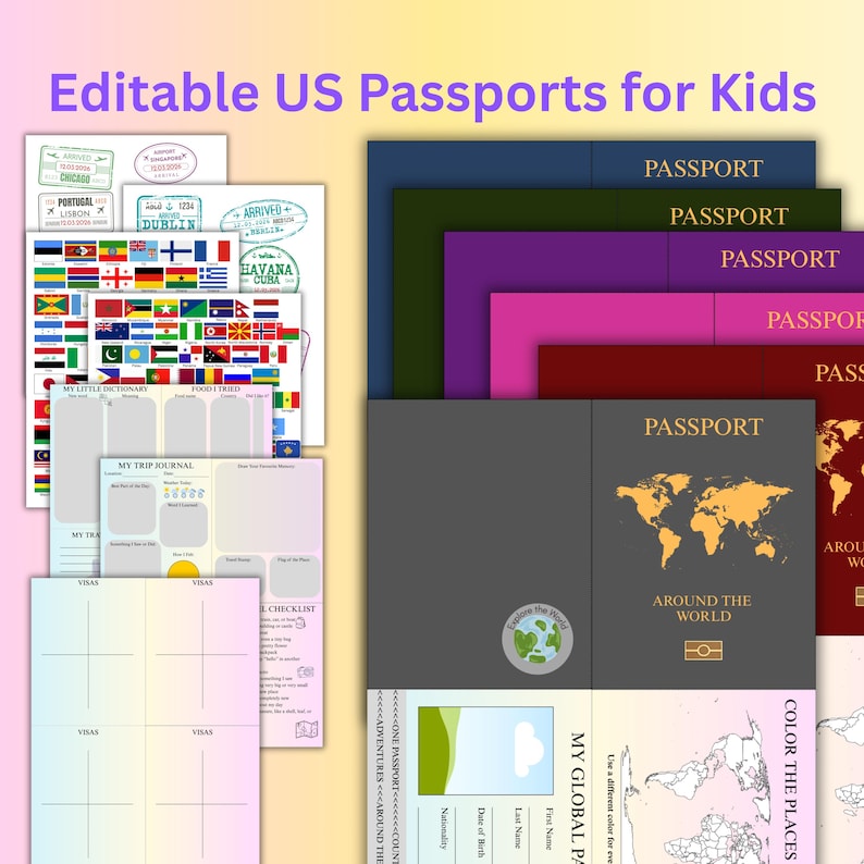 US Kids Pretend Passport, Kids Passport and Boarding Pass Templates ...