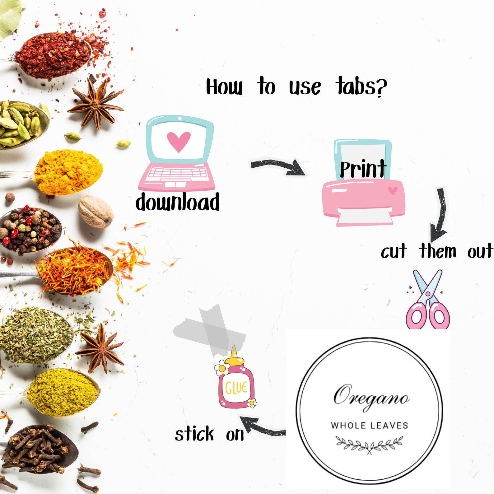 Printable Spice Jar Label Template: Modern Minimalist Kitchen Storage ...