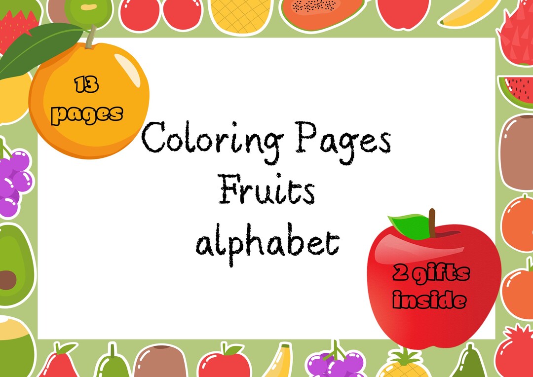13 Cute Fruit Coloring Pages - Kids and Adult Cute Coloring Book, Fruit ...