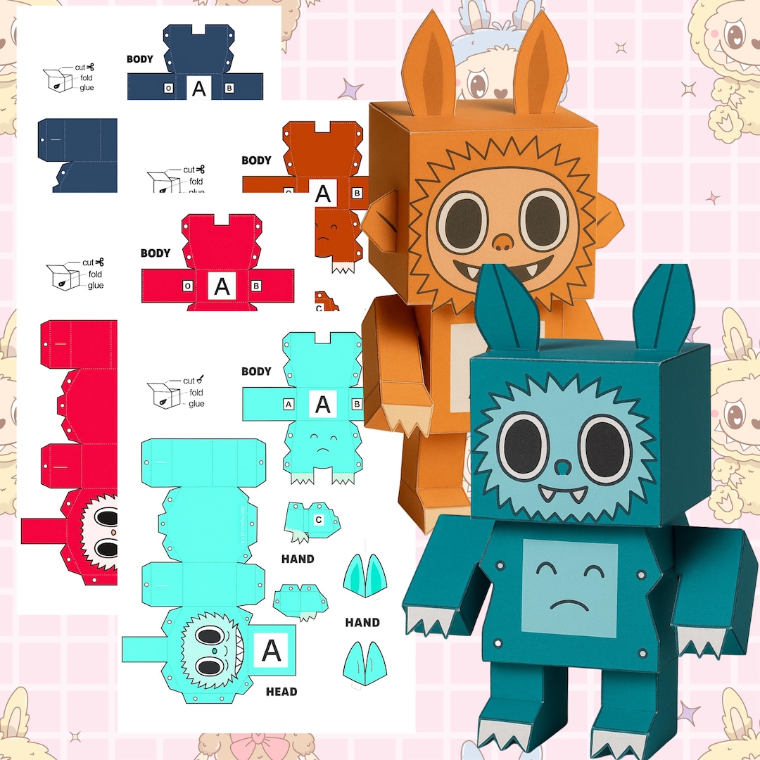 Labubu DIY Printable Paper Doll, Labubu Figures Art, Labubu Paper Doll ...