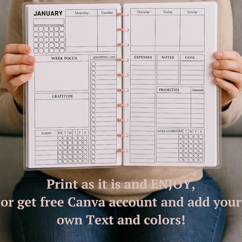 Week at a Glance, Weekly Planner Printable, Classic Happy Planner ...