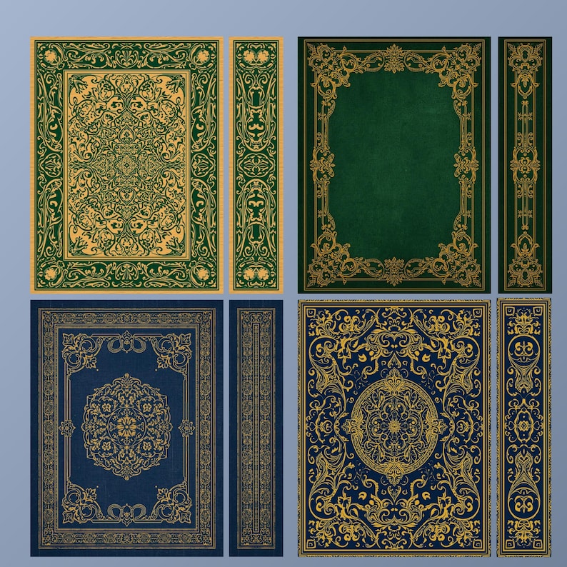 Printable Ornate Book Covers With Spines: Gilded Designs (PNG & SVG ...