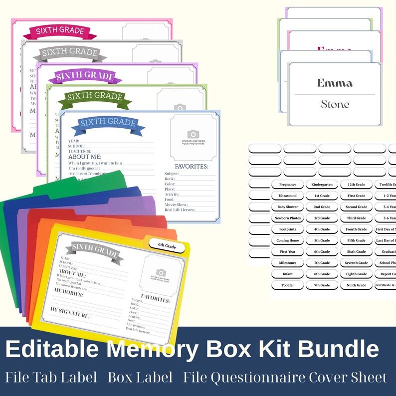 Editable School Memory Box Kit: Canva Template, A4 Printable (digital ...
