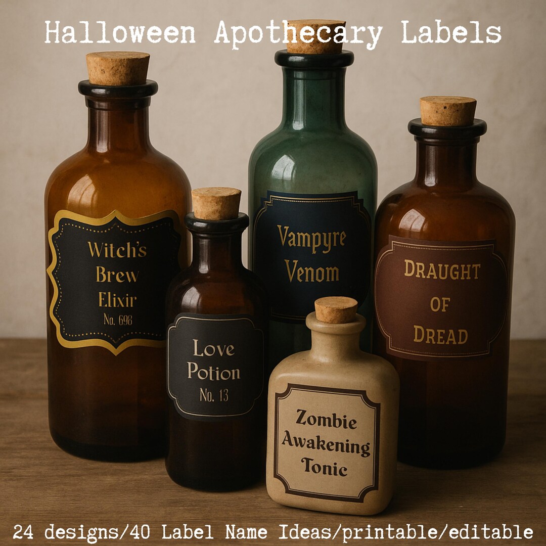 Halloween Apothecary Potion Labels, Potion Labels Bundle 24 Designs ...