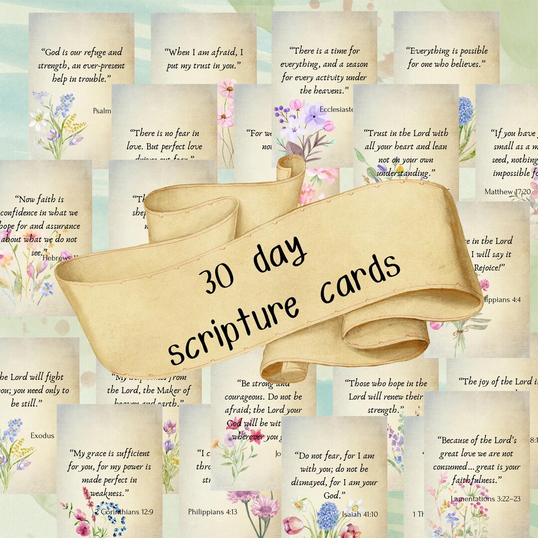 30 Day Scripture Cards, Bible Verse Cards, Faith Journaling (digital ...